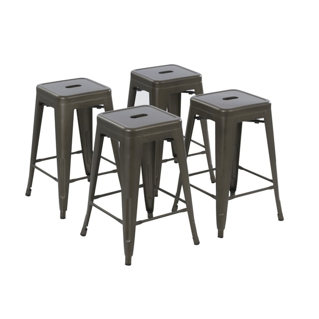 Howard 24inch Metal Stackable Stool, Set of 4, Gunmetal Colors for ...