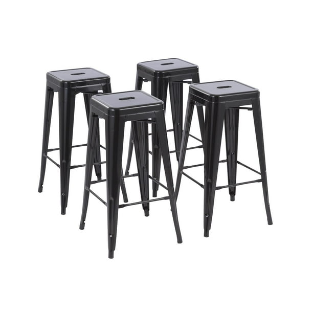 Howard 30inch Metal Stackable Barstool, Set of 4, Black Color - Walmart ...