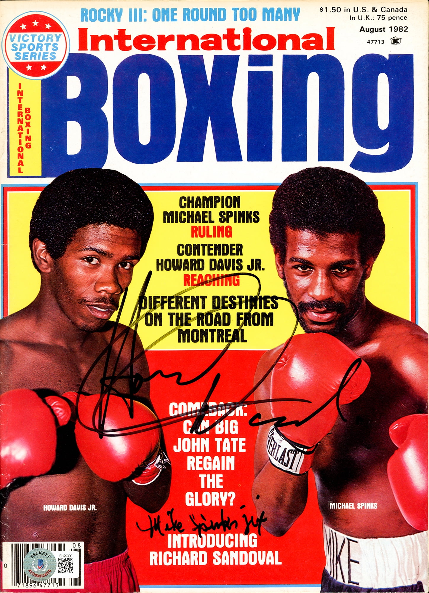 Howard Davis & Michael Spinks Autographed International Boxing Magazine ...