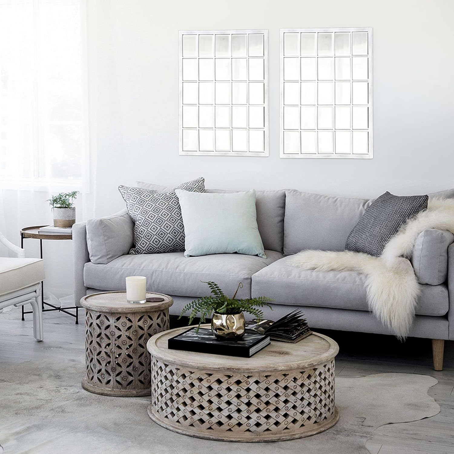 Howard Elliott Superior Hanging Rectangular Window Design Wall Mirror ...