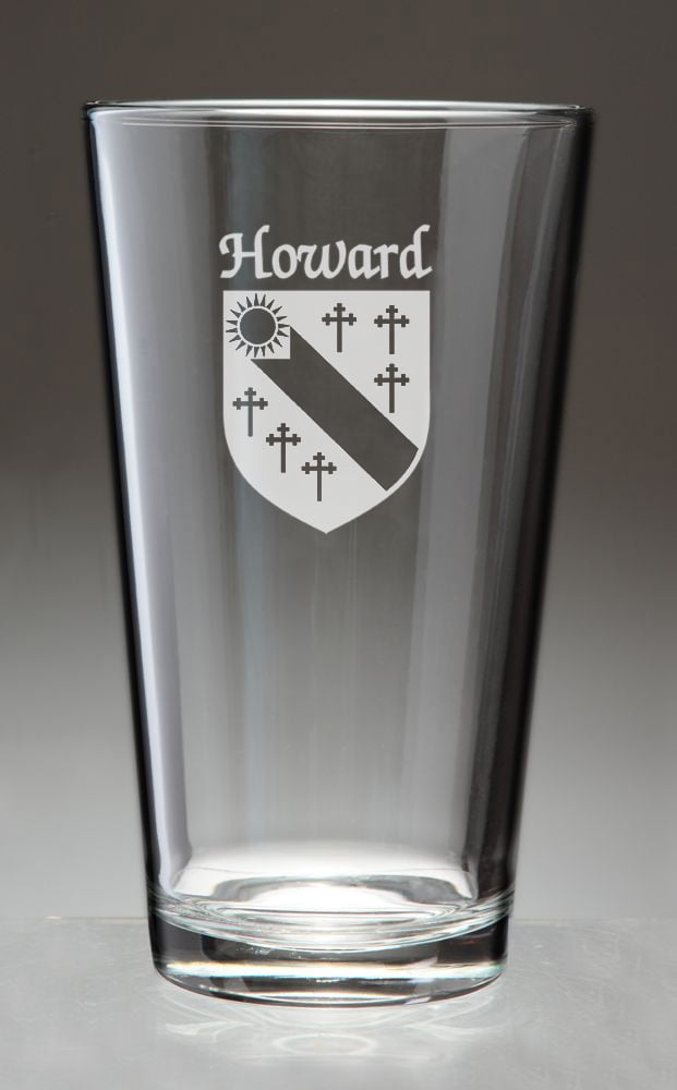 Howard Irish Coat of Arms Pint Glasses - Set of 4 (Sand Etched ...