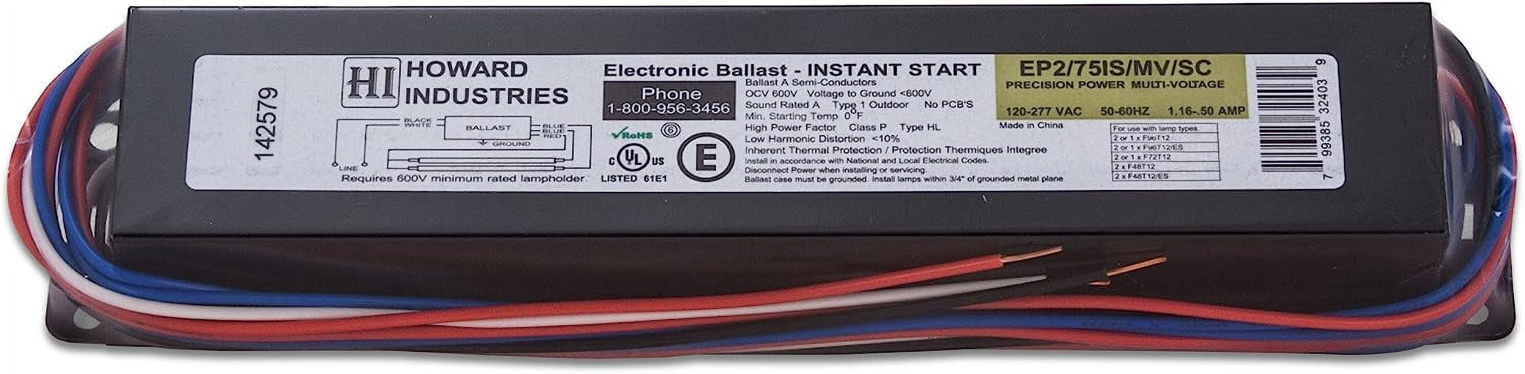 Howard Lighting EP2/75IS/MV/SC 75W 2 Lamp F96T12 Electronic Fluorescent ...