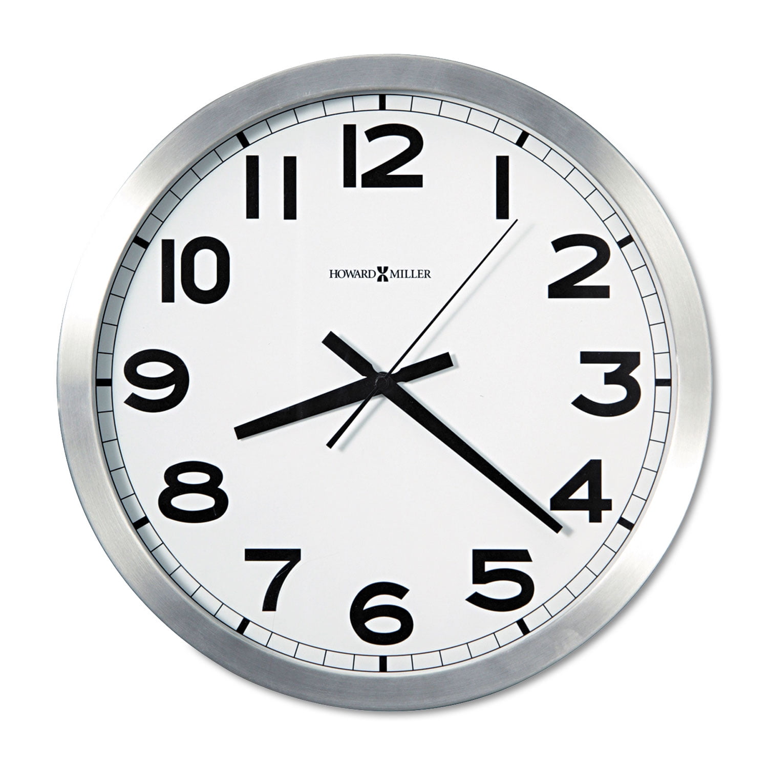 Howard Miller Round Wall Clock, Silver, 15.75 in., Brushed Aluminum ...