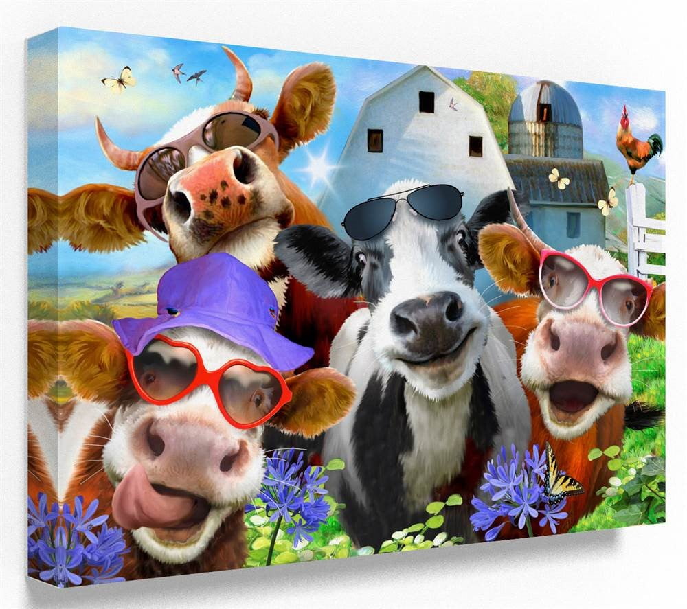Howard Robinson 'Chill Cows' Canvas Art (24 in. W x 16 in. H) - Walmart.com