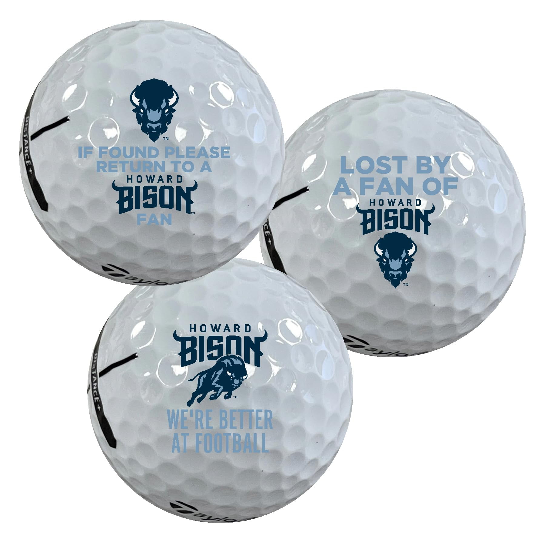 Howard University Bison Edition Funny Taylormade Distance+ Golf Balls ...