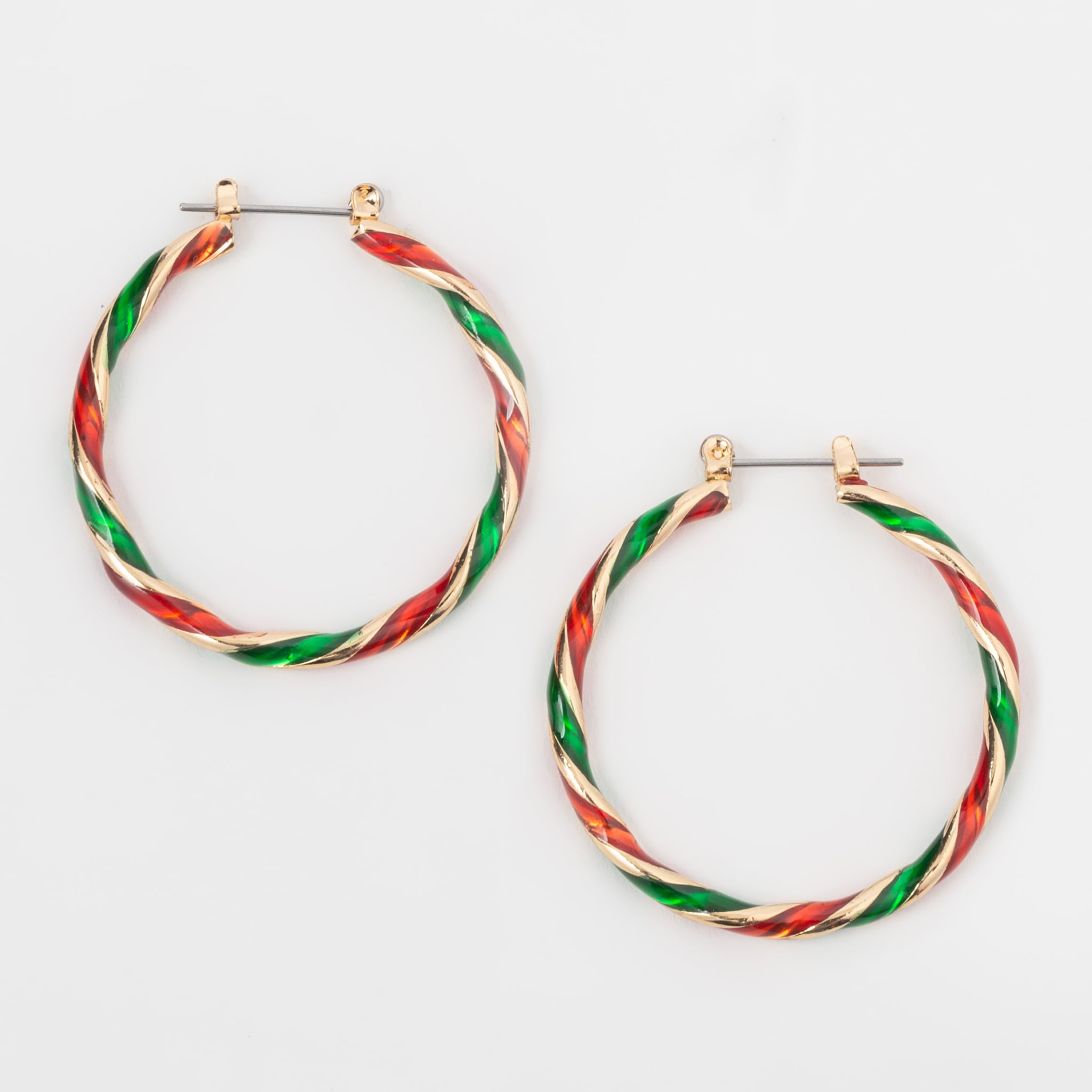 Howard's XMAS Striped Hoop Earrings for Women - Holiday Gift, Nickel ...