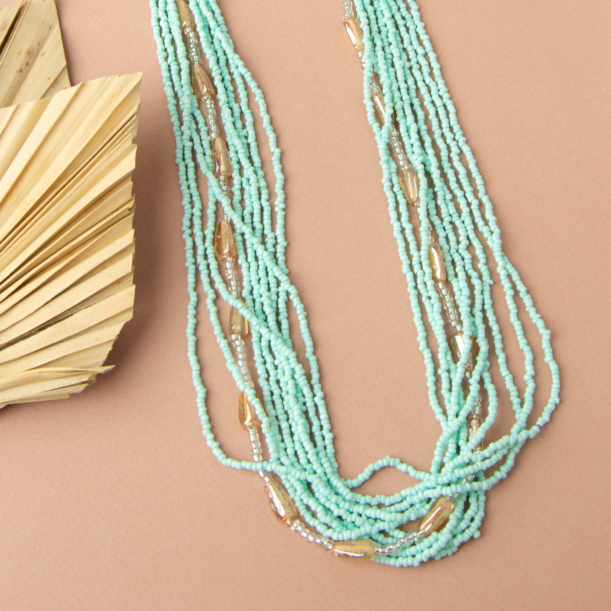 Howard's Luz Multi Row Braided Island Paradise Seed Bead 34" Long ...