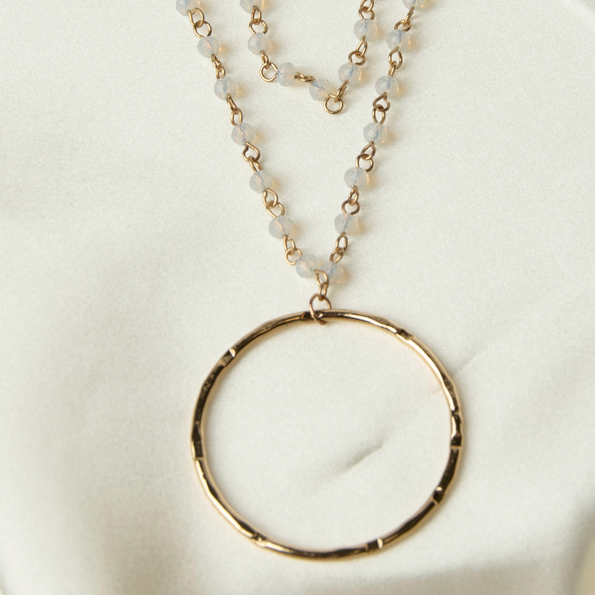 Howard's Malia Snow White Beaded Ring 22" Pendant Necklace for Women ...