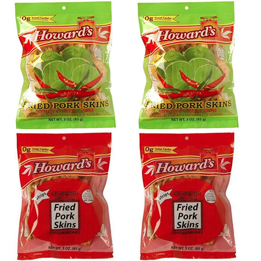 Howard's Original & Lime Flavor| Crispy Fried Pork Skins Strips | 3 ...