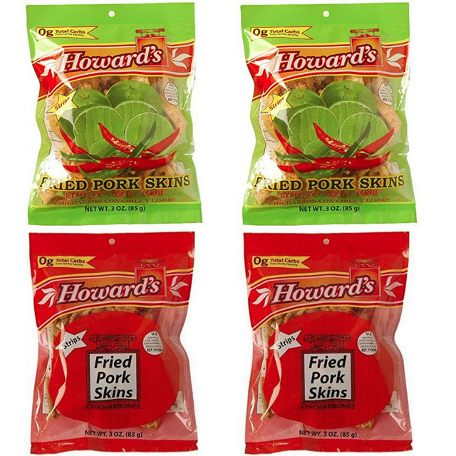 Howard's Original & Lime Flavor| Crispy Fried Pork Skins Strips | 3 ...
