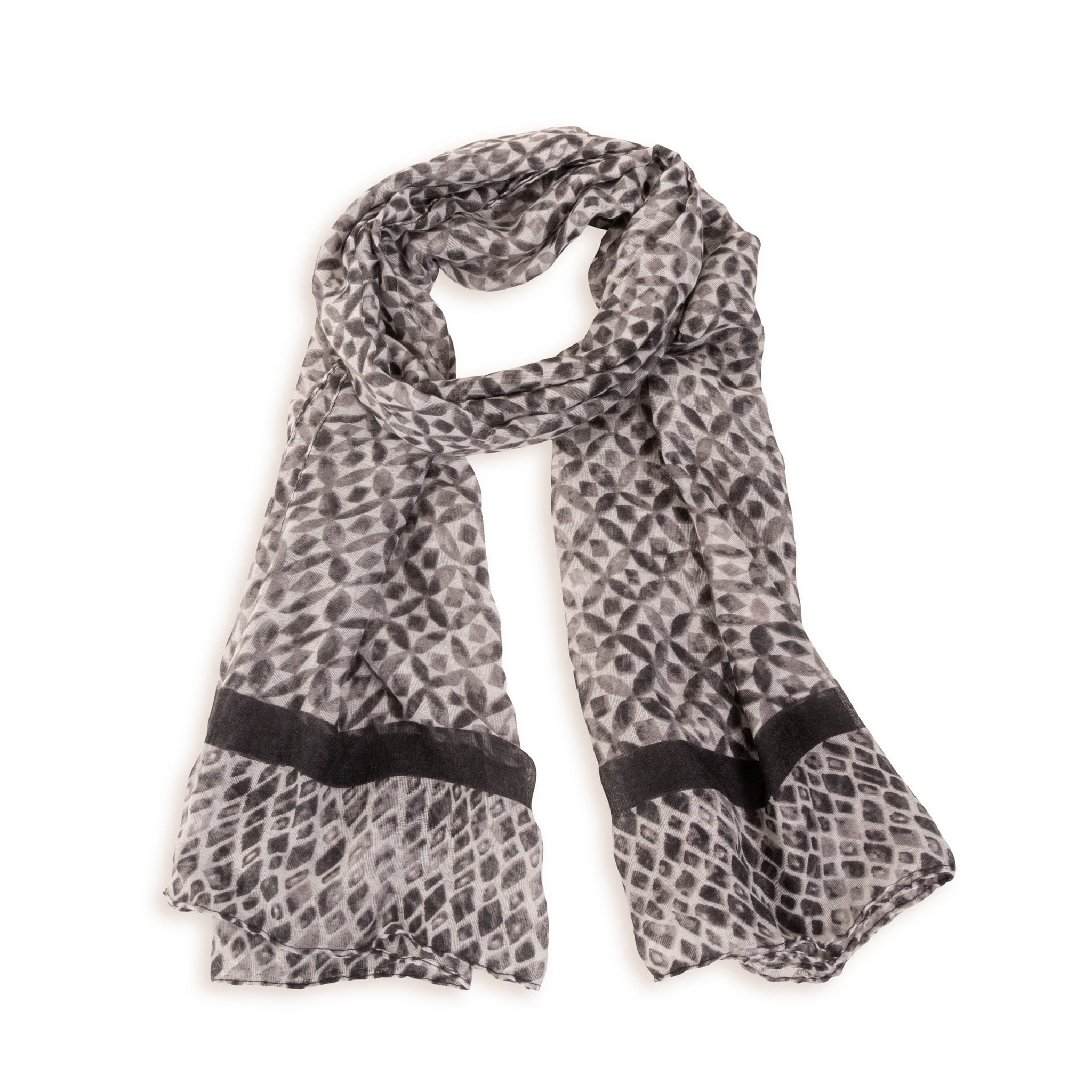 Howard’s Soft and Cozy Lightweight Gray Geometric Printed Sheer Chiffon ...