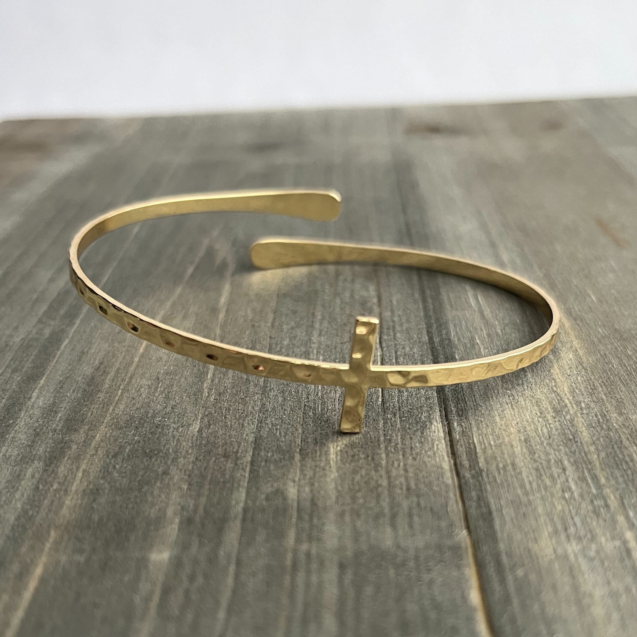 Howard's Terra Inspirational Cross Gold Bangle Bracelet for Women ...