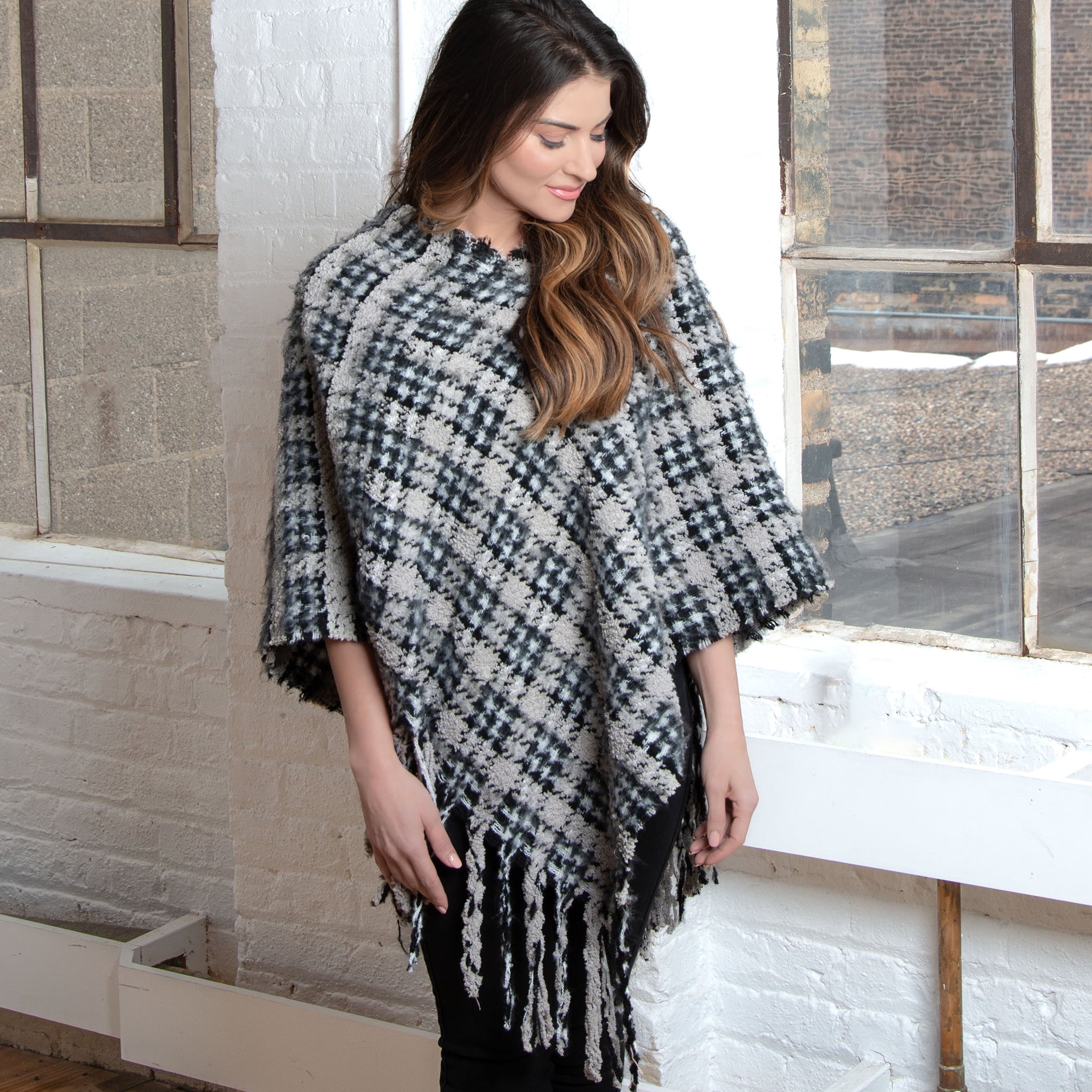 Howard's Winter Jude One Size Herringbone Poncho for Women - Walmart.com