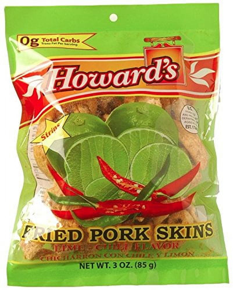 Howards Lime Crispy Chili Fried Pork Skins Strips | 3oz, Pack of 4 ...