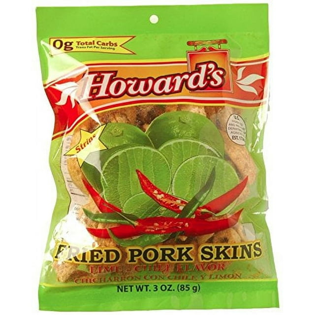 Howards Lime Crispy Chili Fried Pork Skins Strips | 3oz, Pack of 4 ...