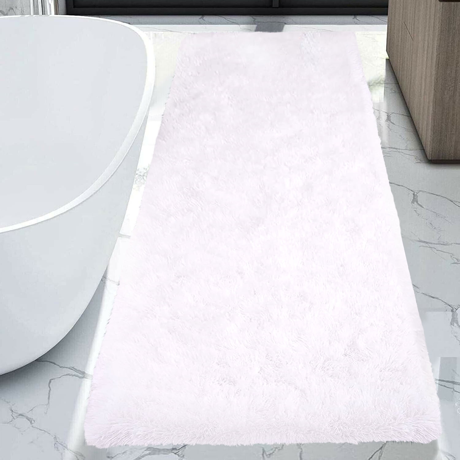 Howarmer 24"×60" White Long Bathroom Rug Runner, Absorbent Bath Mat for ...