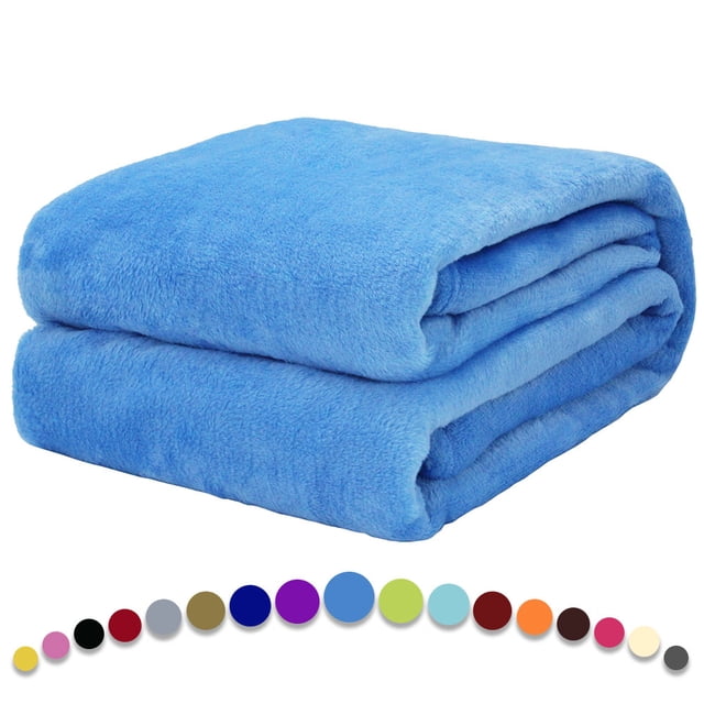 Howarmer Blue Fuzzy Bed Blanket, Throw Size Soft Flannel Fleece ...