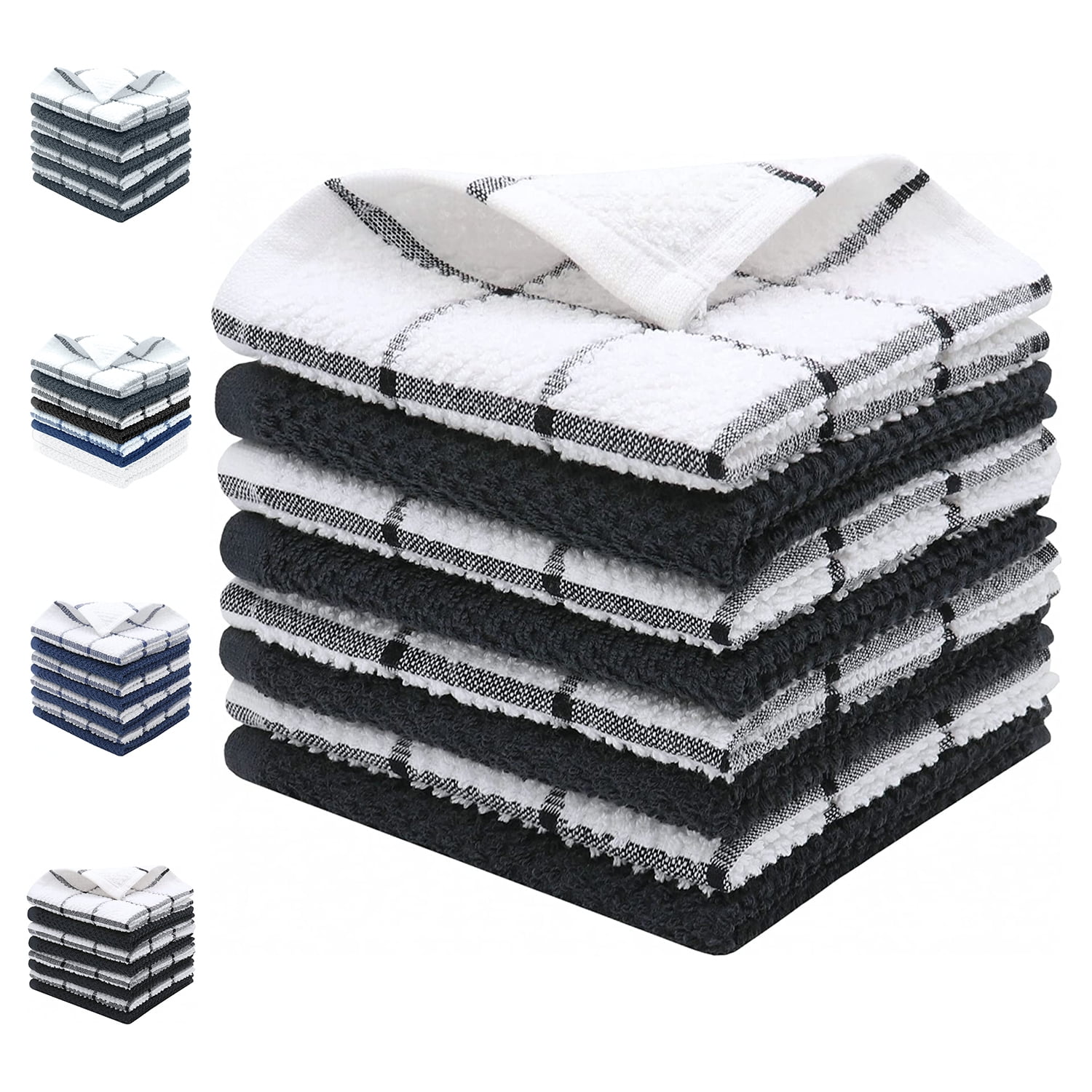 "Howarmer Cotton Terry Kitchen Towels, 8 Pack Dishwashing Rags ...