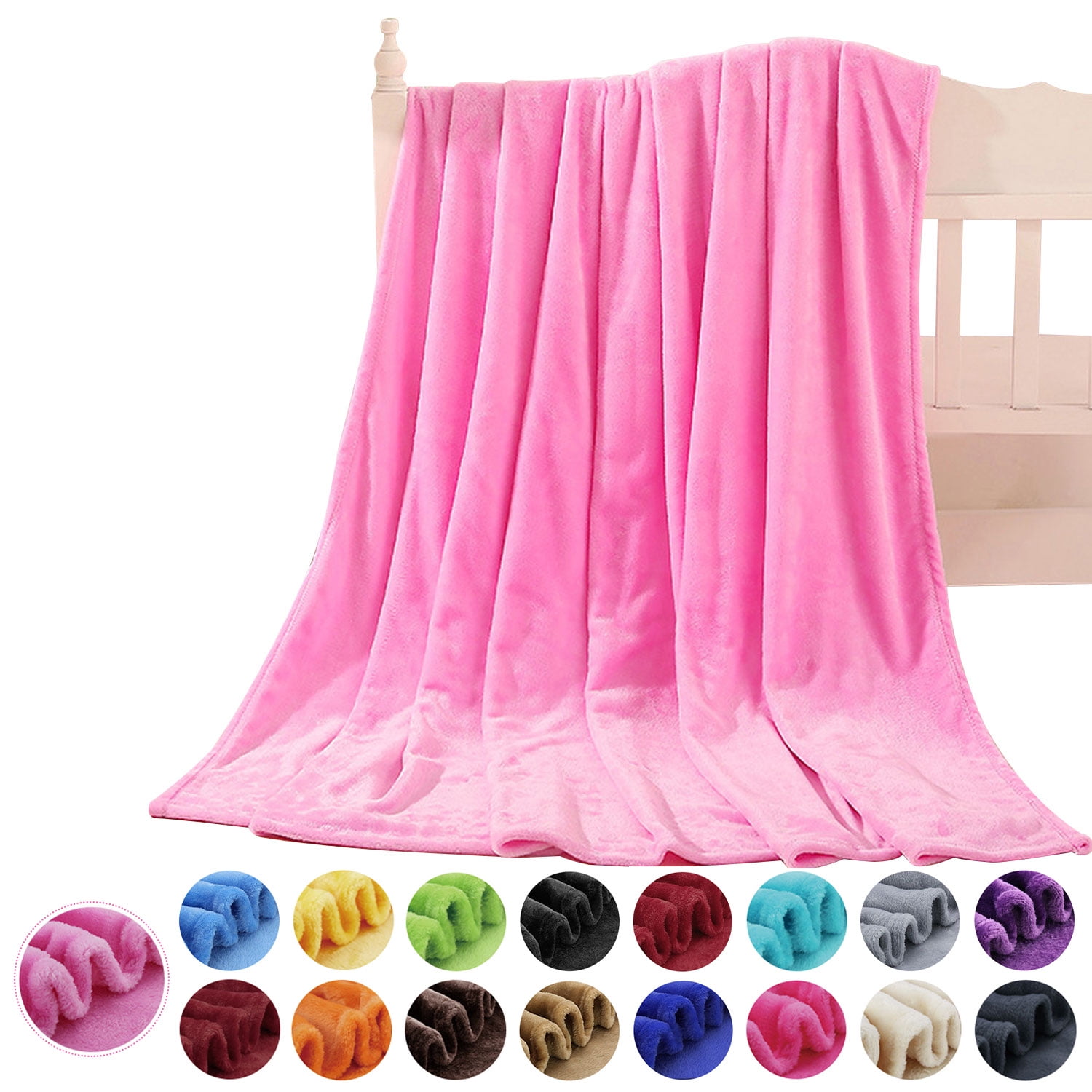 Howarmer Large Pink Fleece Throw Blankets, Queen Size Soft Fuzzy ...