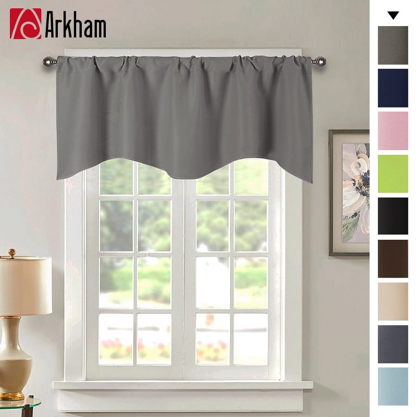 Howarmer Light Gray Blackout Valances, 52" x 18" Kitchen Curtains for ...