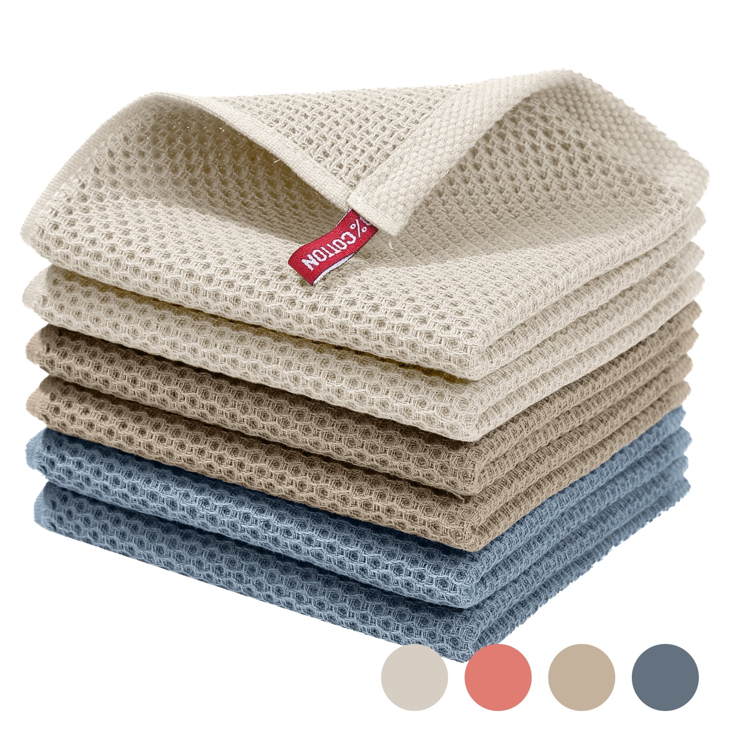 Howarmer 6 Pack Mixed Color Cotton Dish Cloths for Kitchen, Dish ...