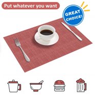 Romanstile Vinyl Placemats Set of 6, Dark Grey PU Table Mats 12X18 in ...