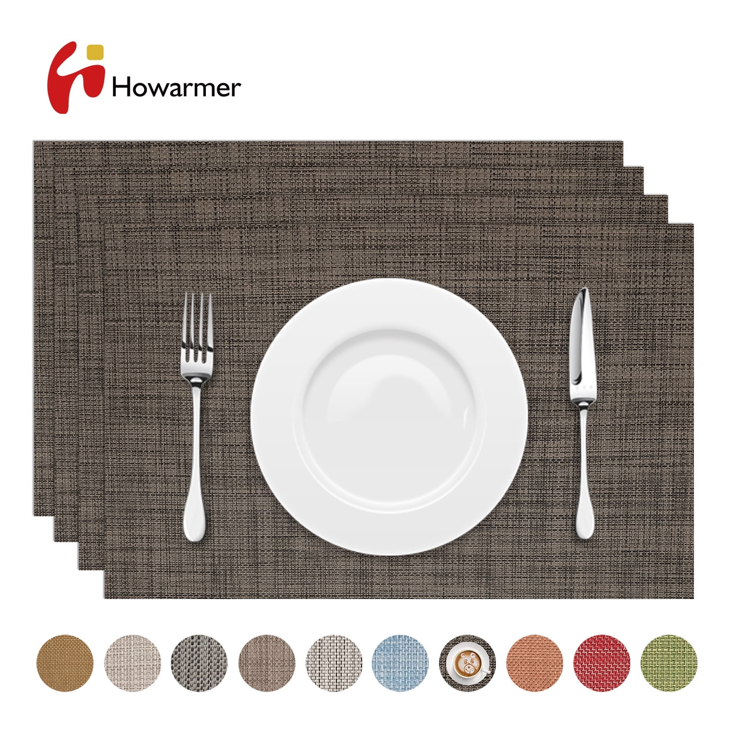 Howarmer PVC Woven Placemats, Set of 4, Heat-Resistant Table Mats for ...