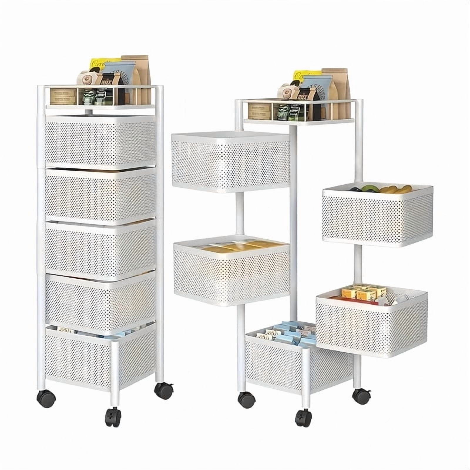 Howcool 5-Layer Metal Rolling Cart with Wheels, Kitchen Vegetable ...