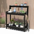 Howcool HDPE Outdoor Potting Bench with Storage & Hooks, 3-Tier Heavy ...