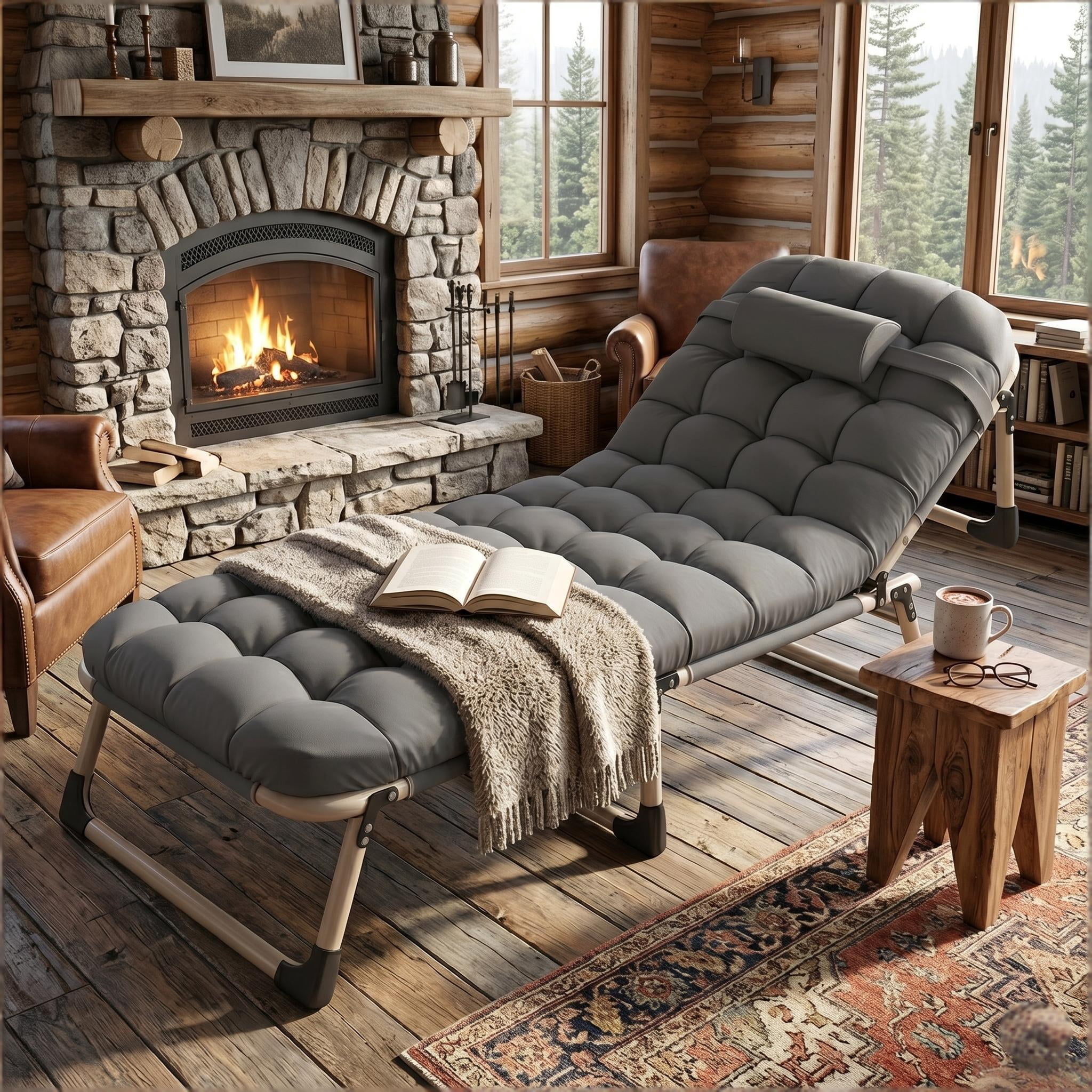 Howcool Patio Folding Chaise Lounge Bed, Ergonomic Single Reclining Cot ...