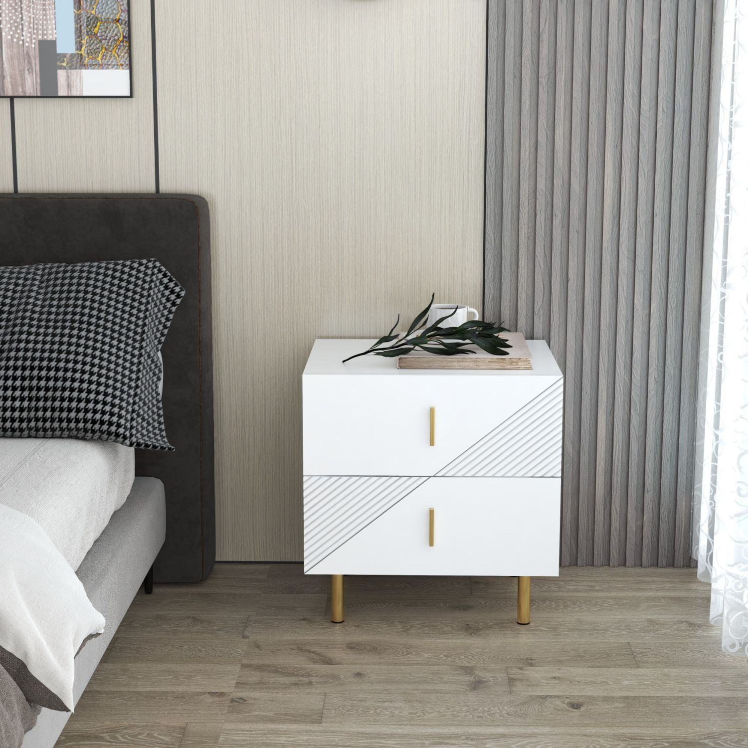 Howcool White Nightstands with Drawers, Storage Night Stand Bed Side ...