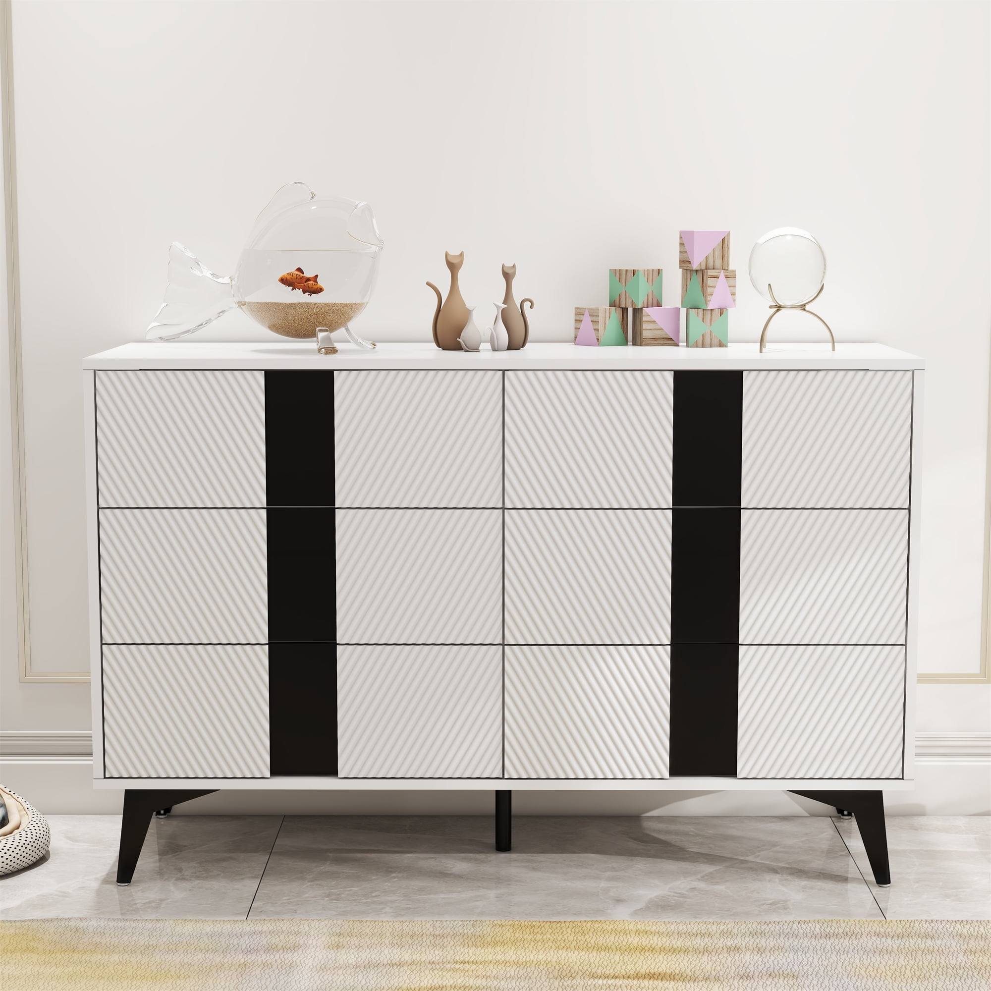 Howcool Wood 6 Drawer Dresser, Modern Dressers & Chests of Drawers with ...