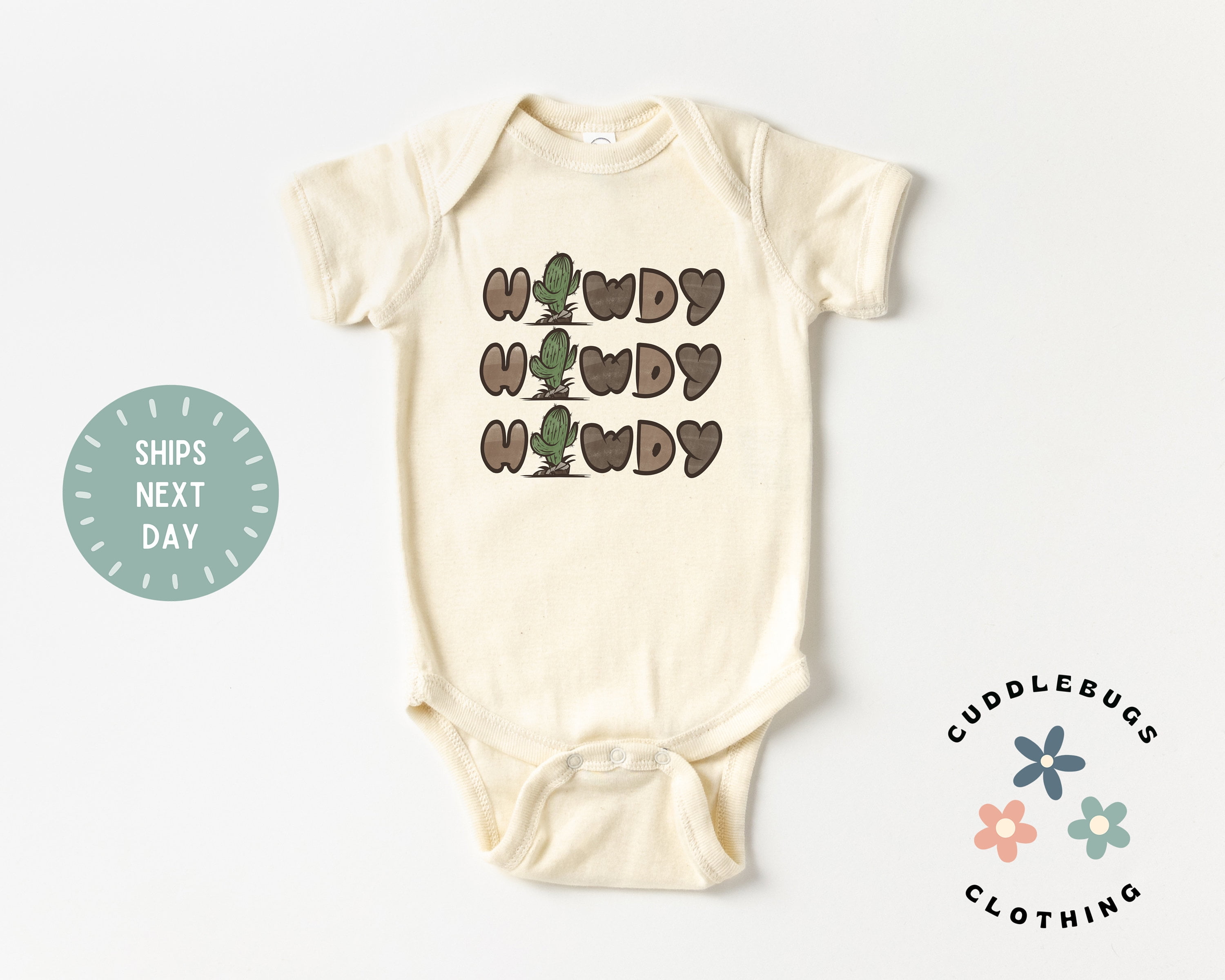 Howdy Baby Onesies Bodysuit, Retro Howdy Cactus Baby Bodysuit, Western ...