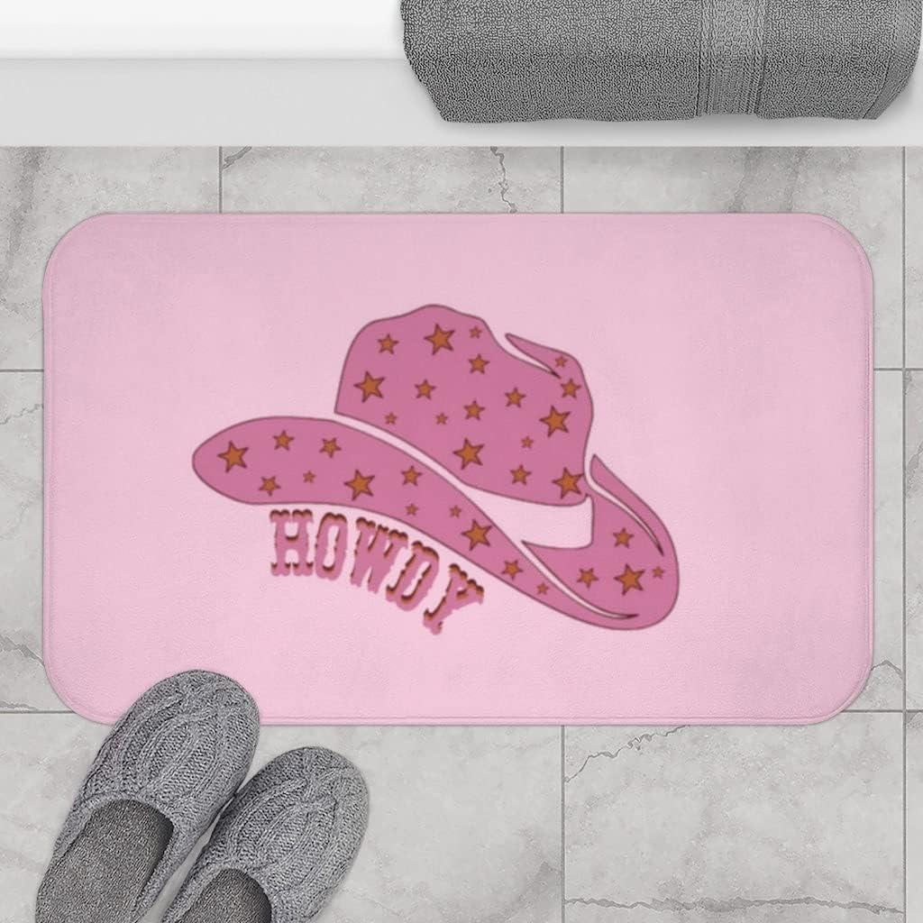 Howdy Bath Mat Rug Cute Pink Cowgirl Hat Howdy Bath Math Pink Bathroom ...
