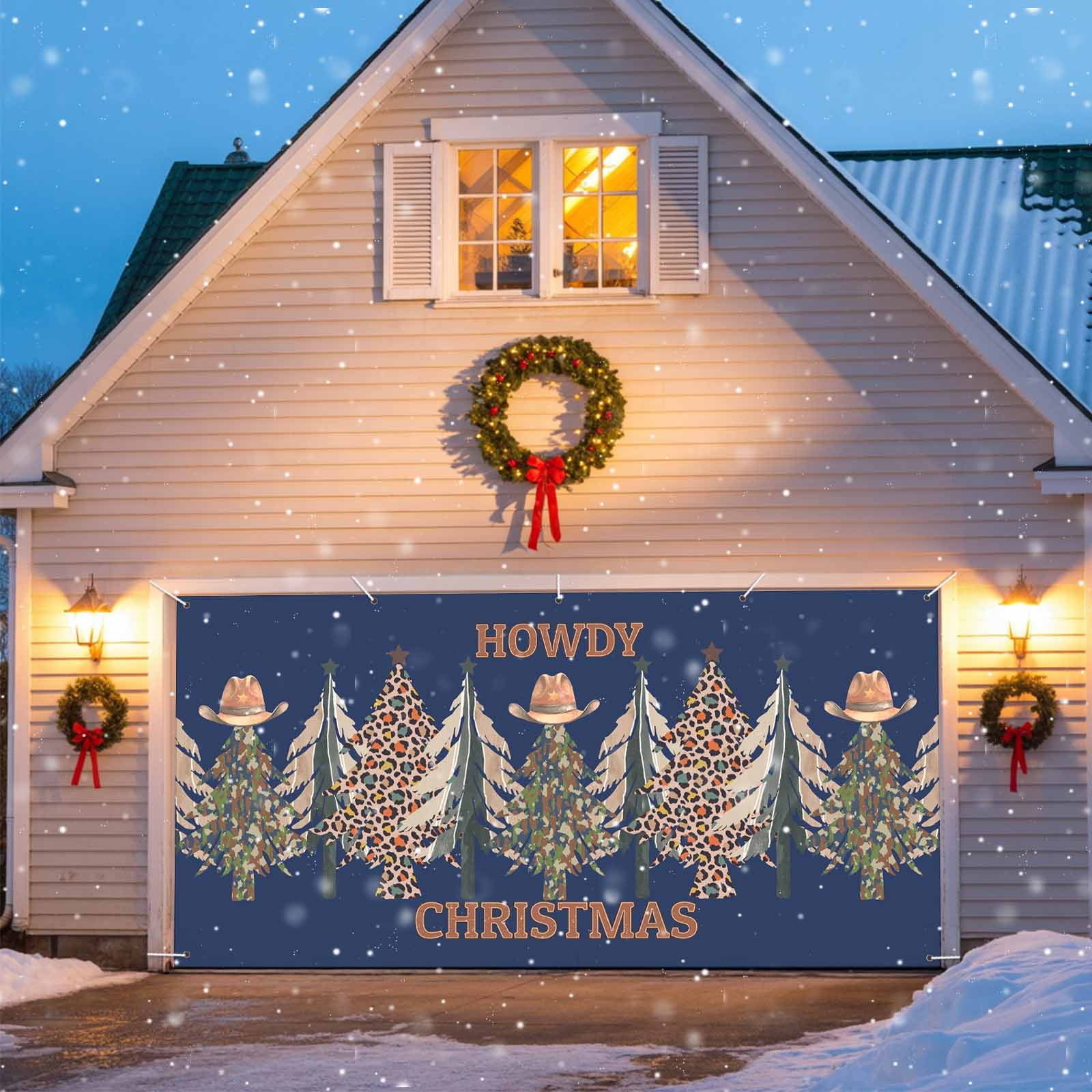 Howdy Christmas Christmas Garage Door Decorations, 6.9x8ft Garage Door ...