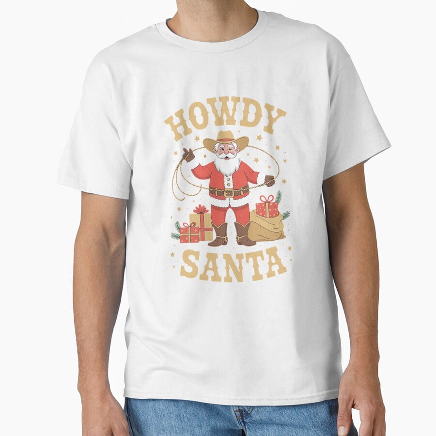 Howdy Claus Cowboy Christmas Claus Joy Holiday Festive Art Unisex T ...