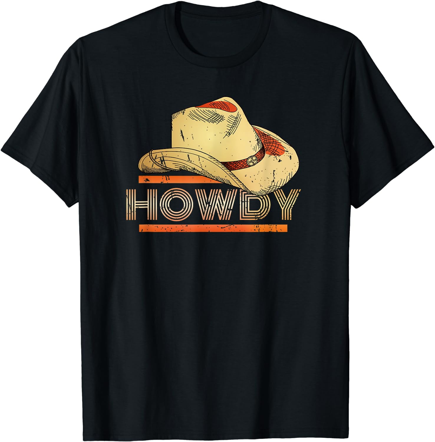 Howdy Country Western Cowboy Cowgirl Hat Rodeo Howdy T-Shirt Black ...
