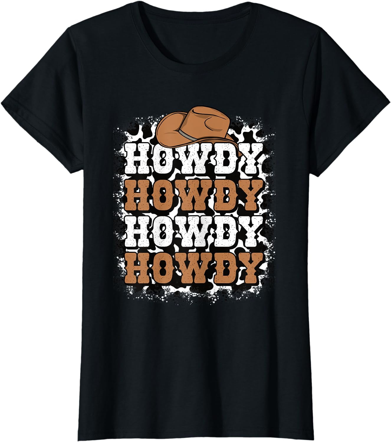 Howdy Cow Print Western Country Cowgirl Cowboy Texas Rodeo T-Shirt ...
