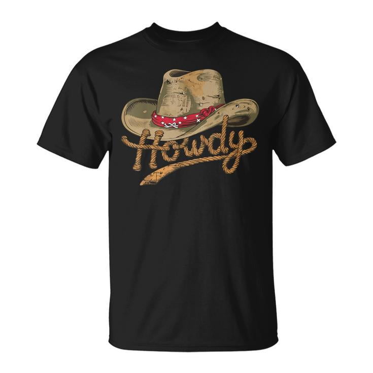 Howdy Cowboy Hat Western Rodeo T-Shirt – Classic Western Style Tee ...