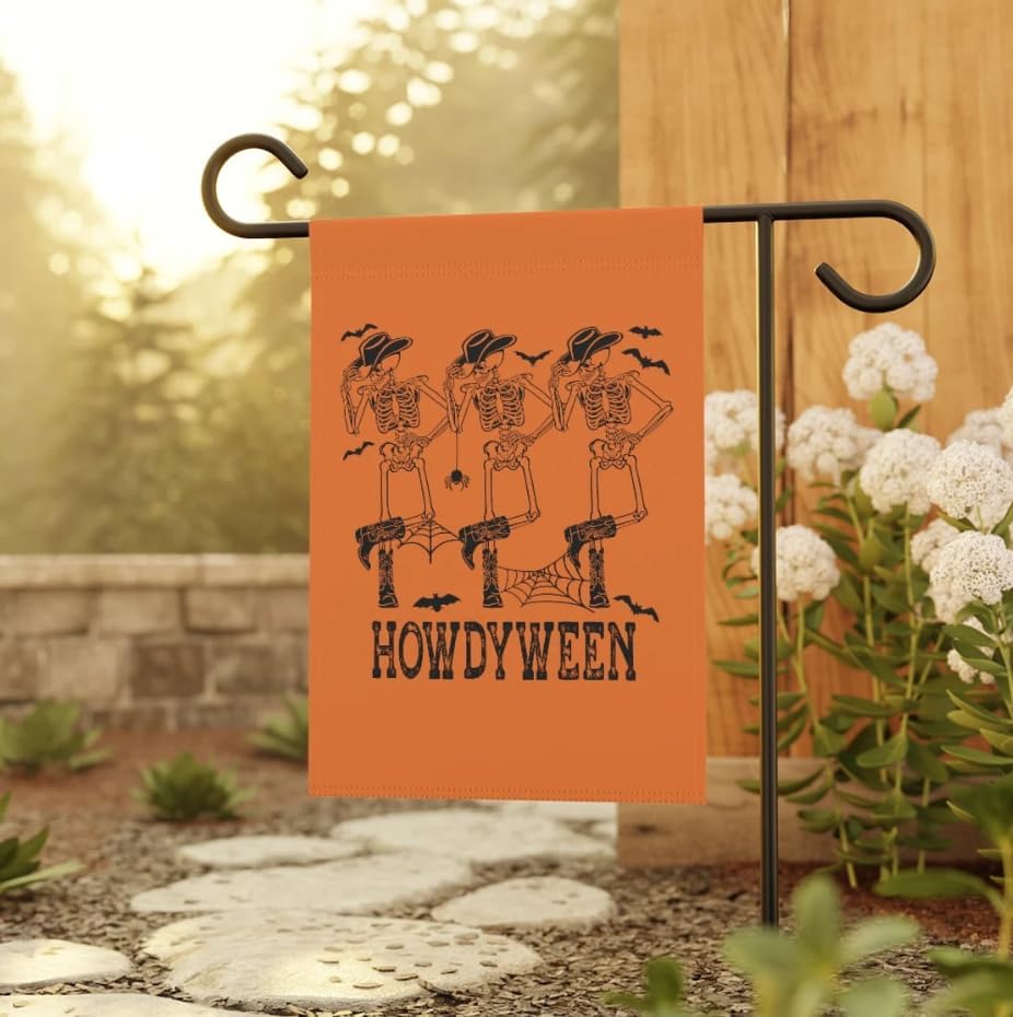 Howdy Cowboy Line Dancing Spiderweb Bats Skeleton Halloween Skull ...