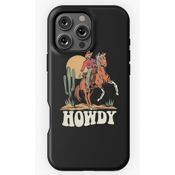 Howdy Cowboy Skeleton Western Art Phone Case iPhone Case 17 16 15 14 13 ...
