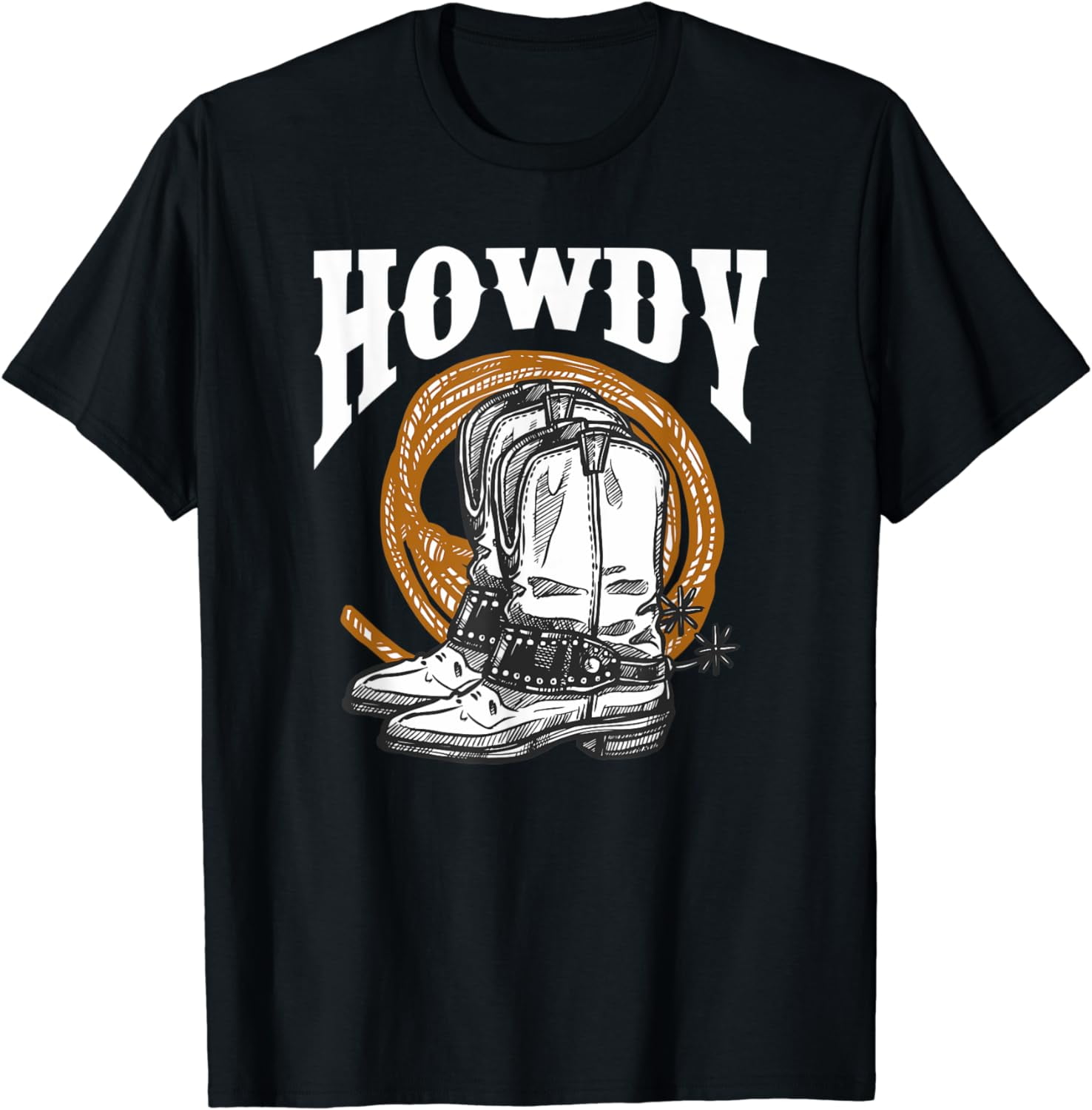 Howdy Cowboy Wild West Lasso boots Rodeo T-Shirt - Walmart.com