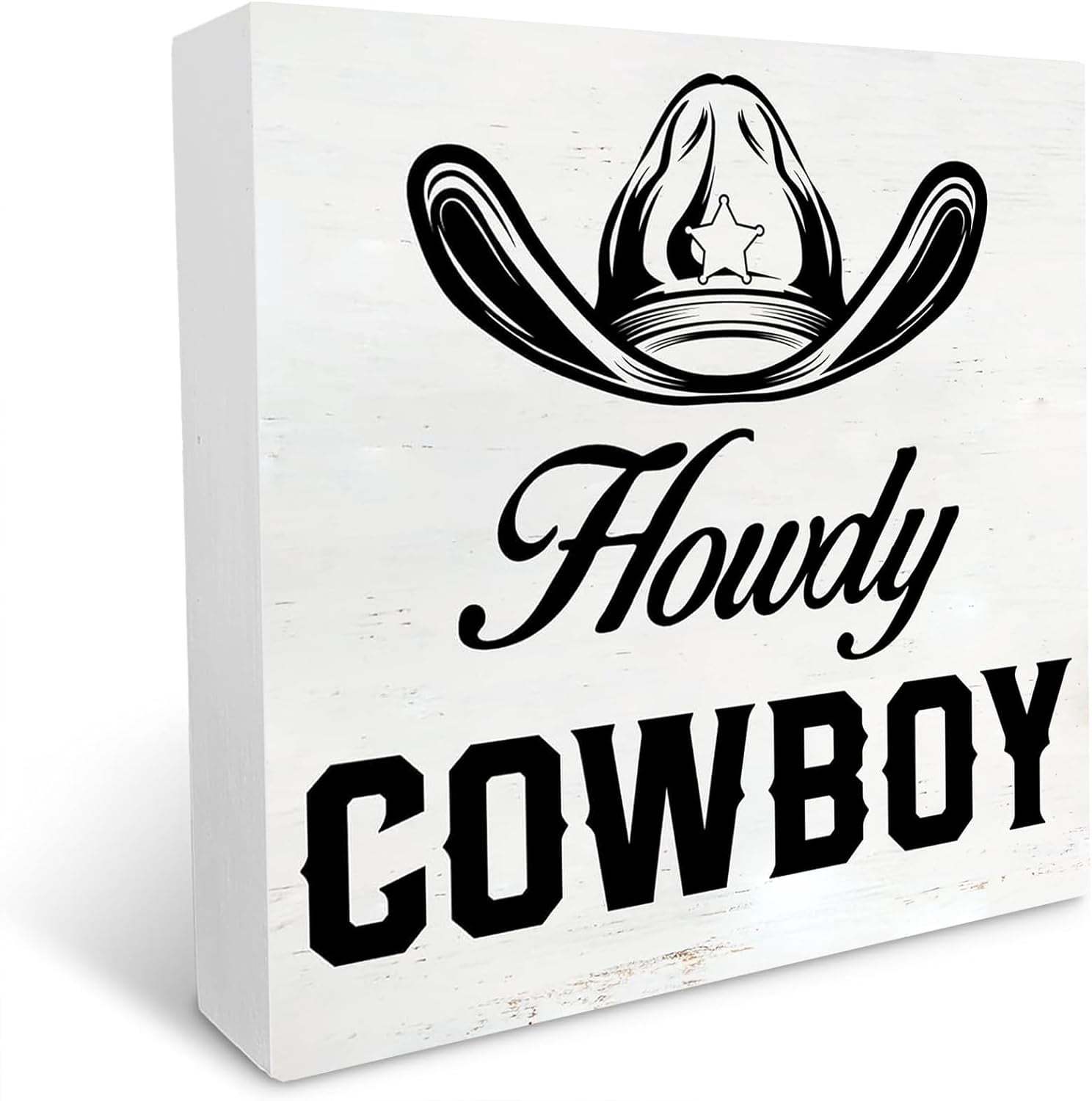 Howdy Cowboy Wooden Box Sign With Saying Desk Decor 5X5 Inch Western ...