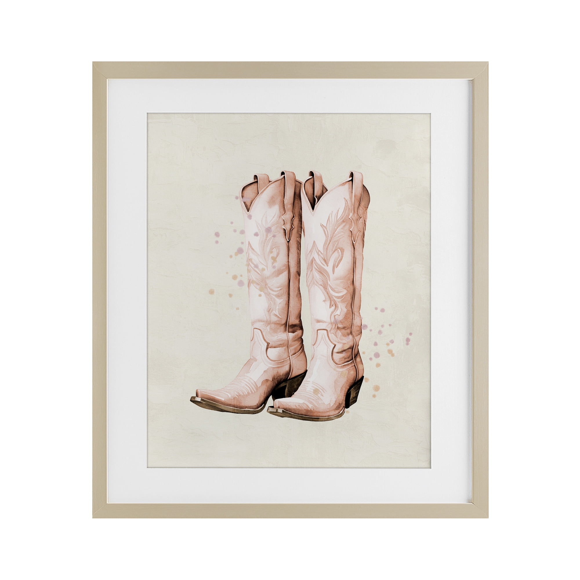 Howdy Cowgirl Pastel Boots Birch Framed Print Under Glass, design by ...