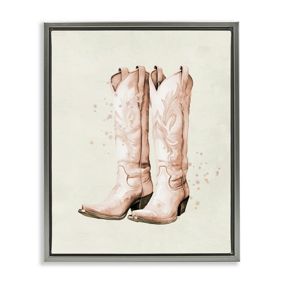 Howdy Cowgirl Pastel Boots Gray Framed Floater Canvas Wall Art, design ...