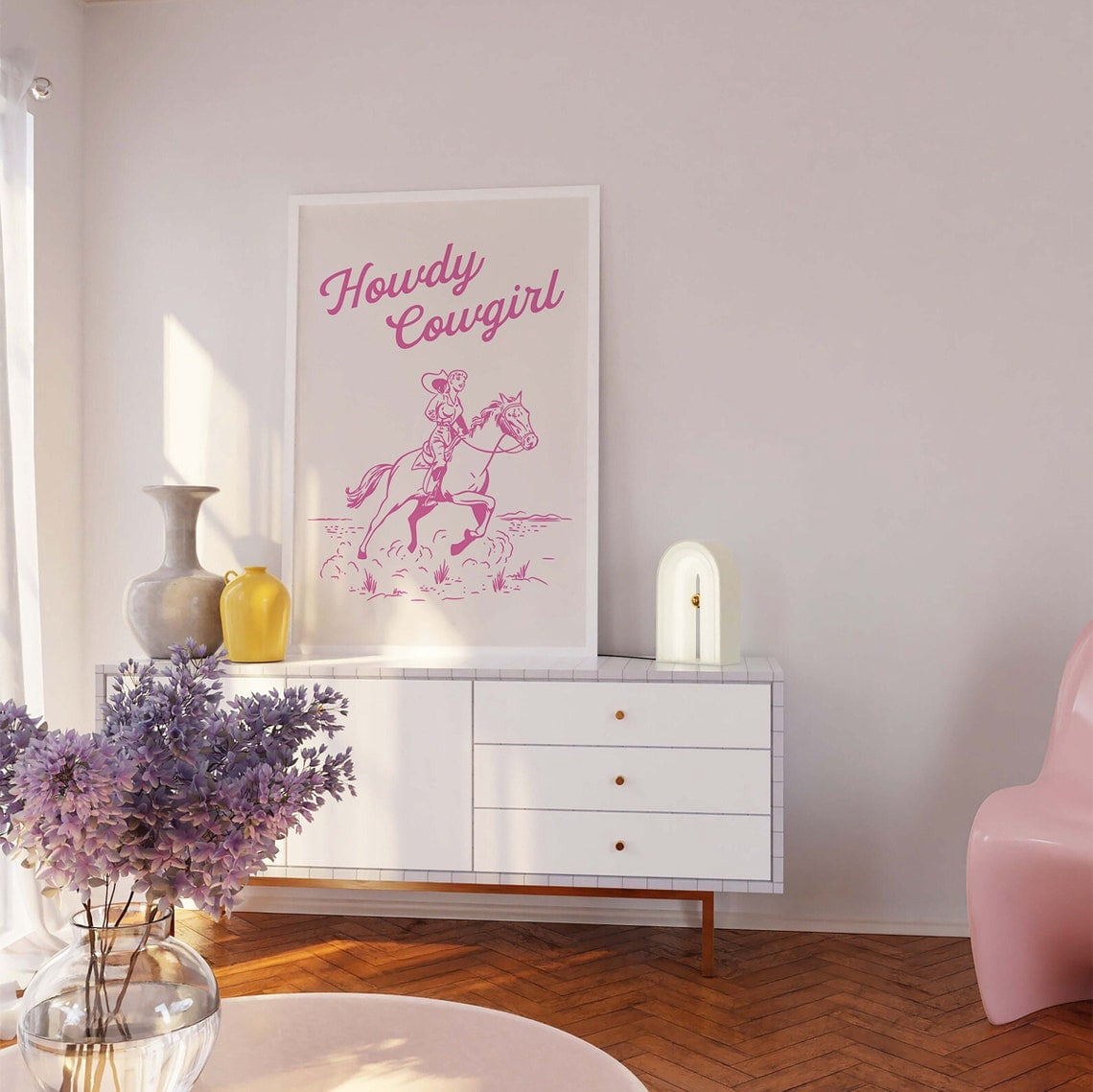 Howdy Cowgirl Poster Retro Pink Wall Art Country Western Trendy Poster ...
