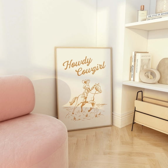 Howdy Cowgirl Poster Retro Tan Wall Art Country Western Trendy Poster ...