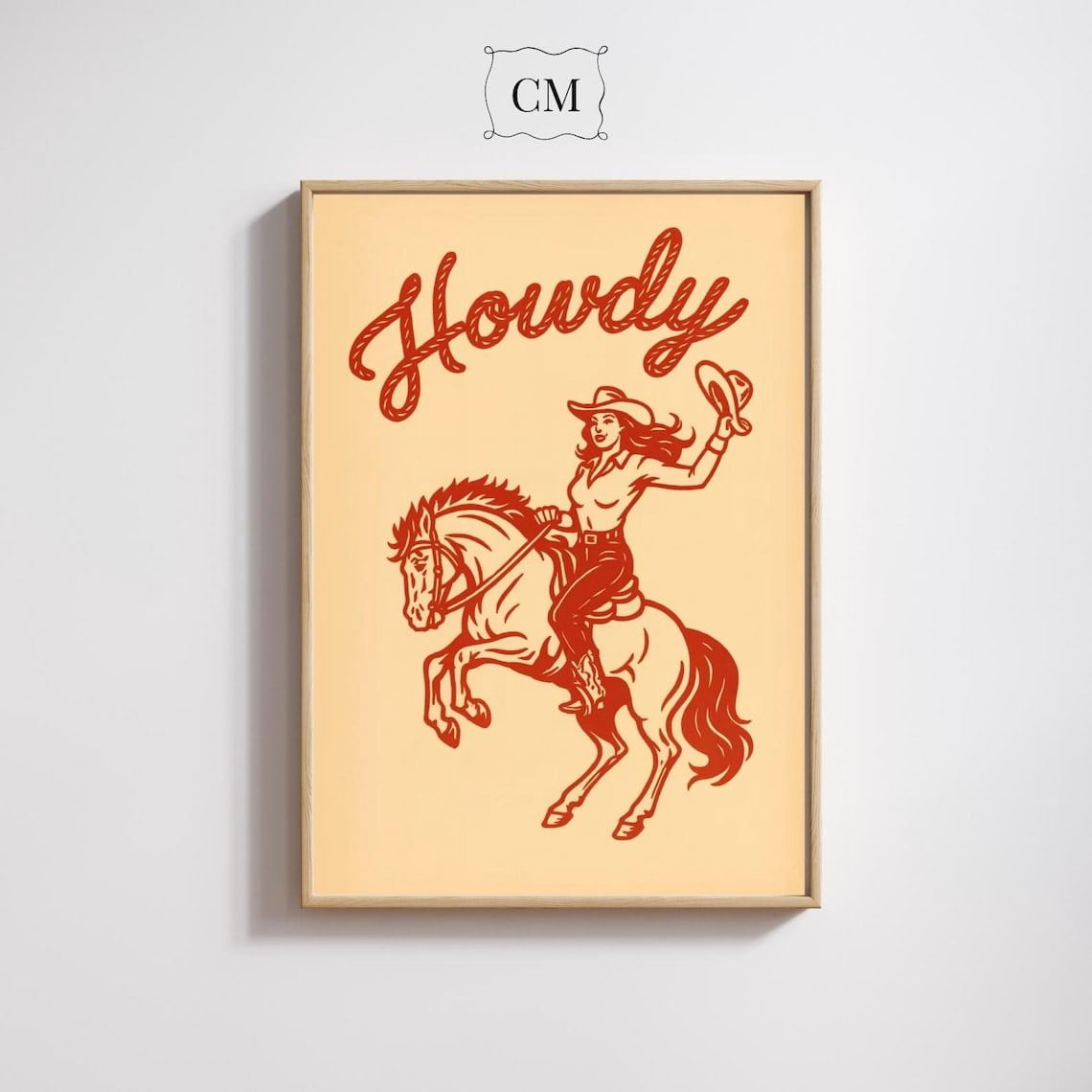 Howdy Cowgirl Poster, Retro Western Horse Vintage Wall Art Print ...