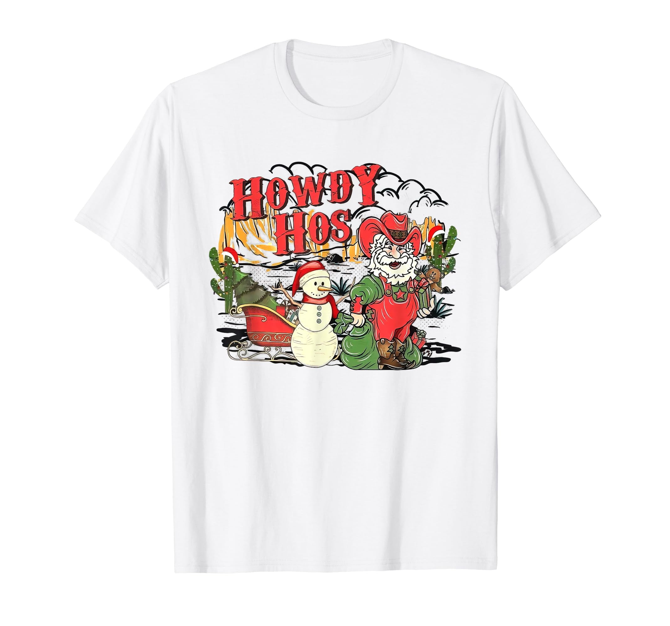 Howdy Hos Cowboy Santa Christmas, Retro Christmas T-Shirt - Walmart.com