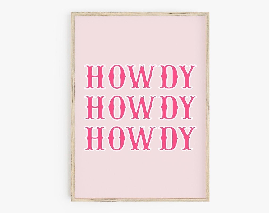 Howdy Howdy Howdy Poster Print, Cowgirl Poster, Pink Preppy Western ...